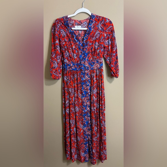 Japna | Dresses | Japna Orange Twin Print Maxi Dress | Poshmark